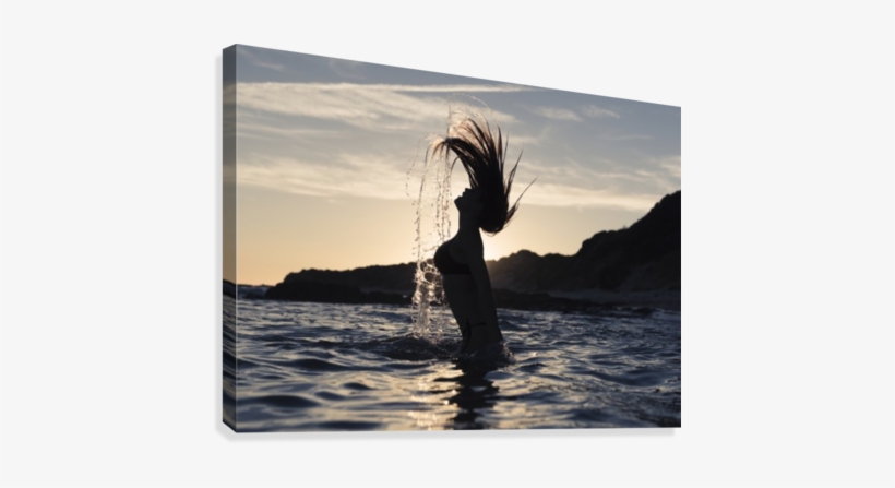 Silhouette Of A Woman In Waist-deep Water Flipping - Free Transparent ...