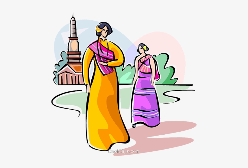 Thai People In Traditional Costume - Thai Clip Art Png - Free ...