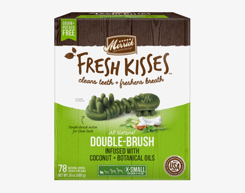 Merrick Fresh Kisses Double Brush Dental Treats Xs - Free Transparent ...