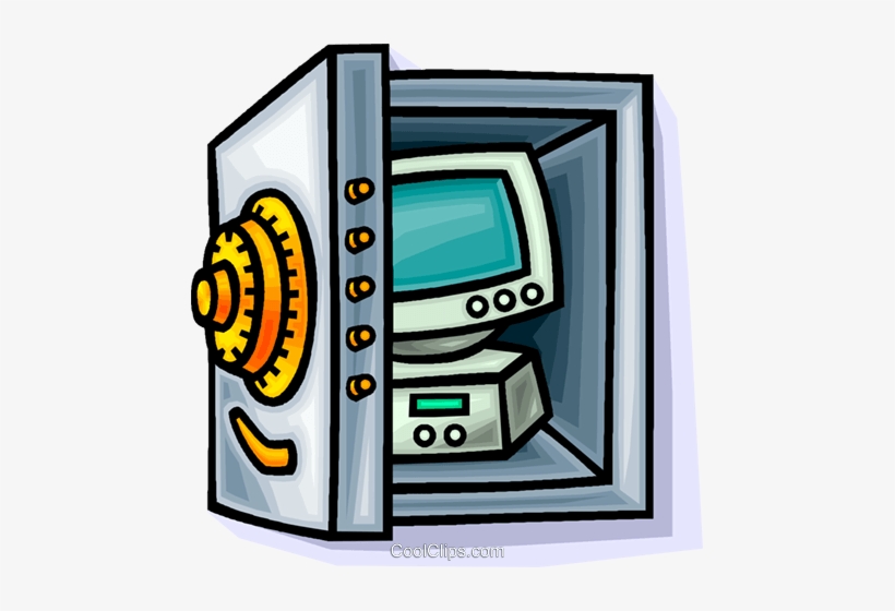 Computer In A Bank Vault Royalty Free Vector Clip Art - Computer Safety ...