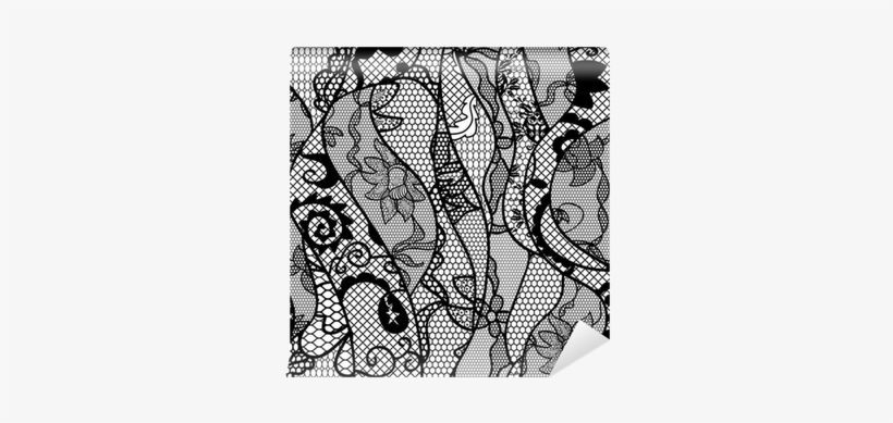 Black Lace Vector Fabric Seamless Pattern With Lines - Bobunny Love ...