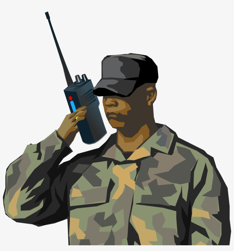 Cartoon Army Man Png - Soldier Using Walkie Talkie - Free Transparent ...
