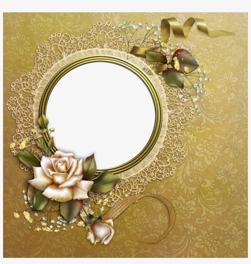 Yellow Rose Clipart Gold Frame - Golden Round Frame Png - Free ...