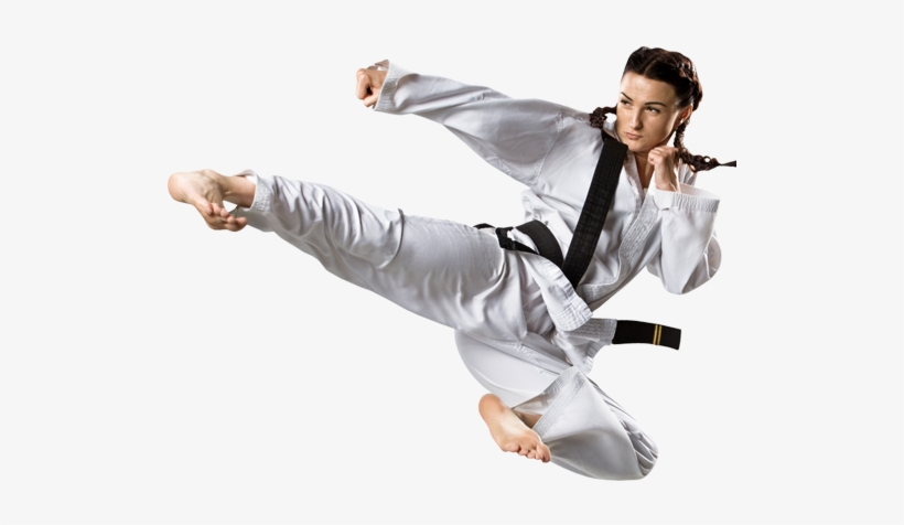 Woman Doing A Flying Kick - Karate Kick - Free Transparent PNG Download ...