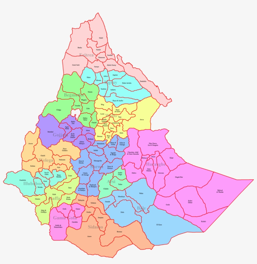 Ethiopia Kilil Map - Free Transparent PNG Download - PNGkey