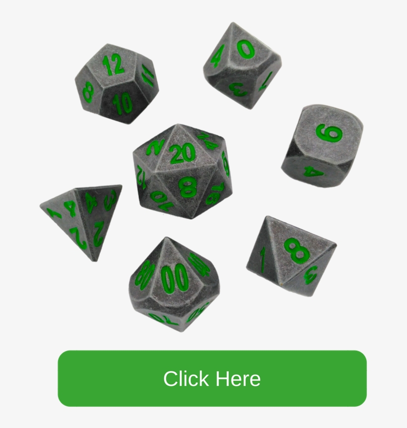 Gunmetal Gray With Green Numbers Metal Dice - Dice - Free Transparent ...
