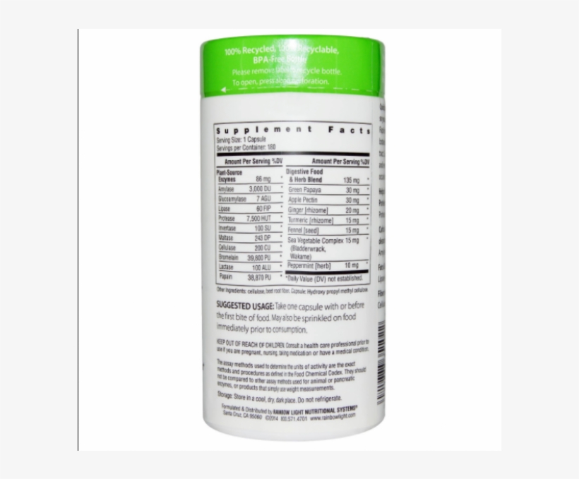 Rainbow Light - Advanced Enzyme System - 180 Vegetarian - Free ...