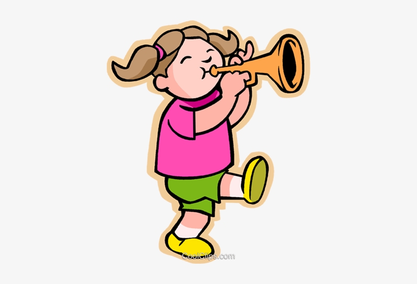 Little Girl With Trumpet Royalty Free Vector Clip Art - Free ...