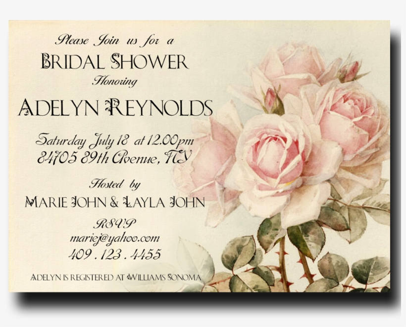 Calligraphy Shabby Chic Bridal Shower Invitation - Декупаж Розы - Free ...
