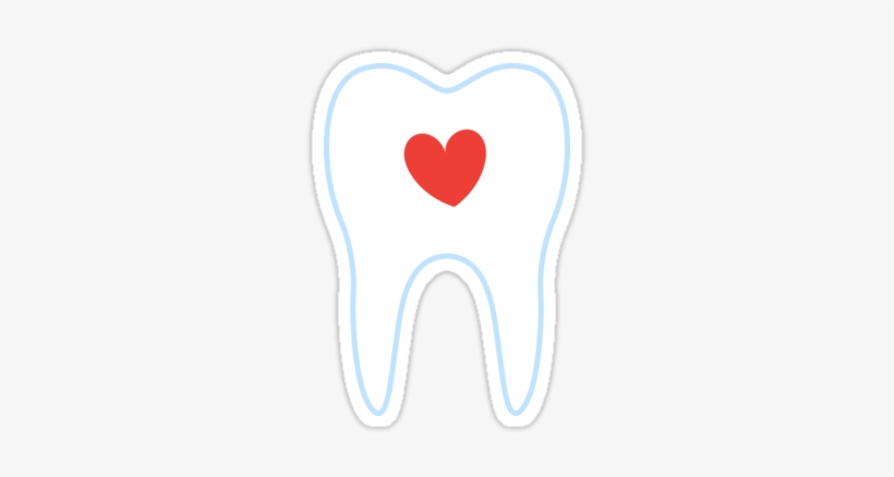 Sticker Featuring A White Molar Tooth With A Red Heart - Dentistry ...