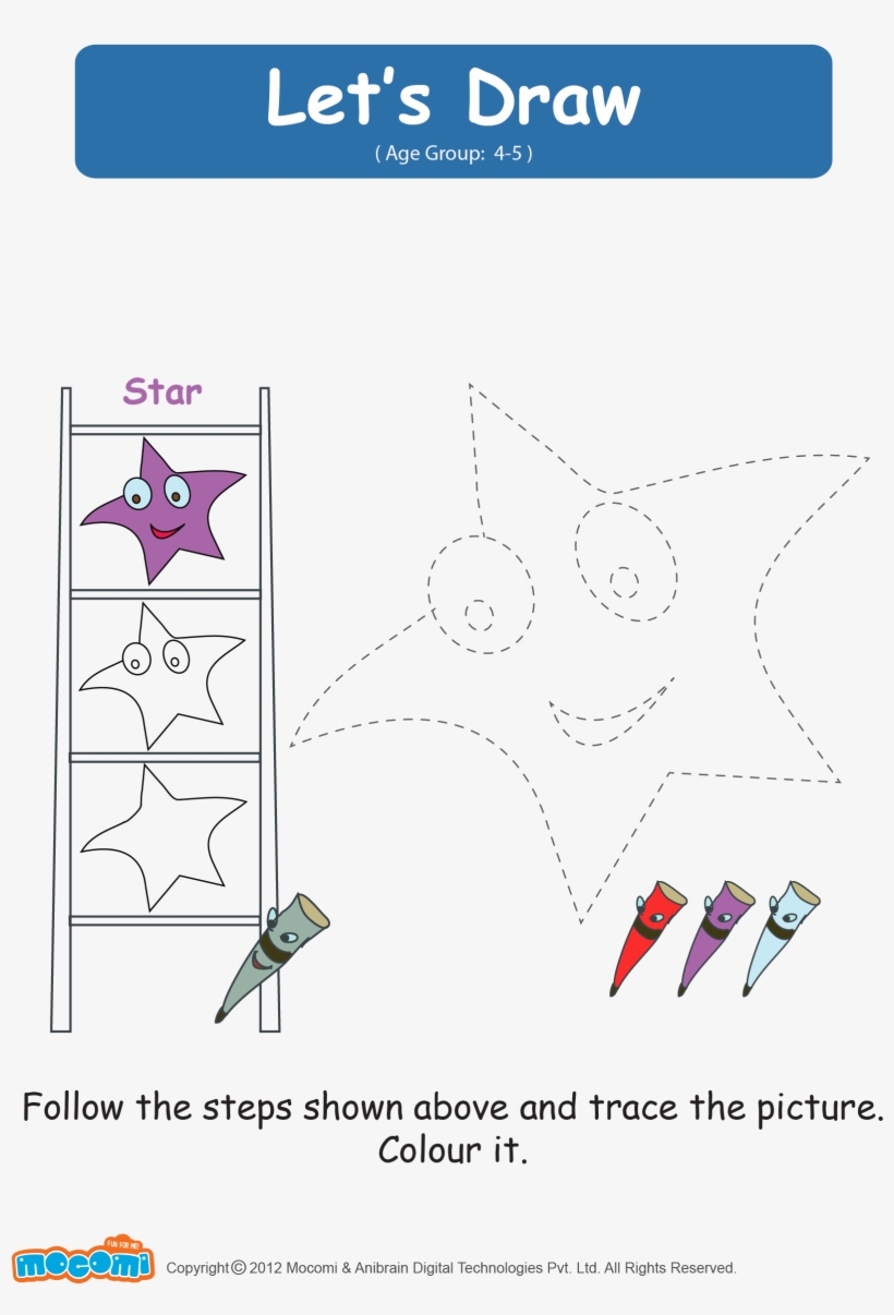 Let's Draw A Star - Draw Me A Star Worksheet - Free Transparent PNG ...