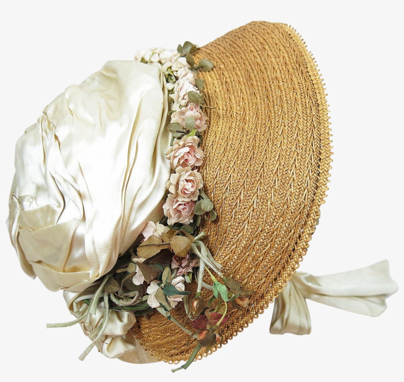 Lovely Antique 1860's Victorian Decorated Straw Bonnet - Hat - Free ...