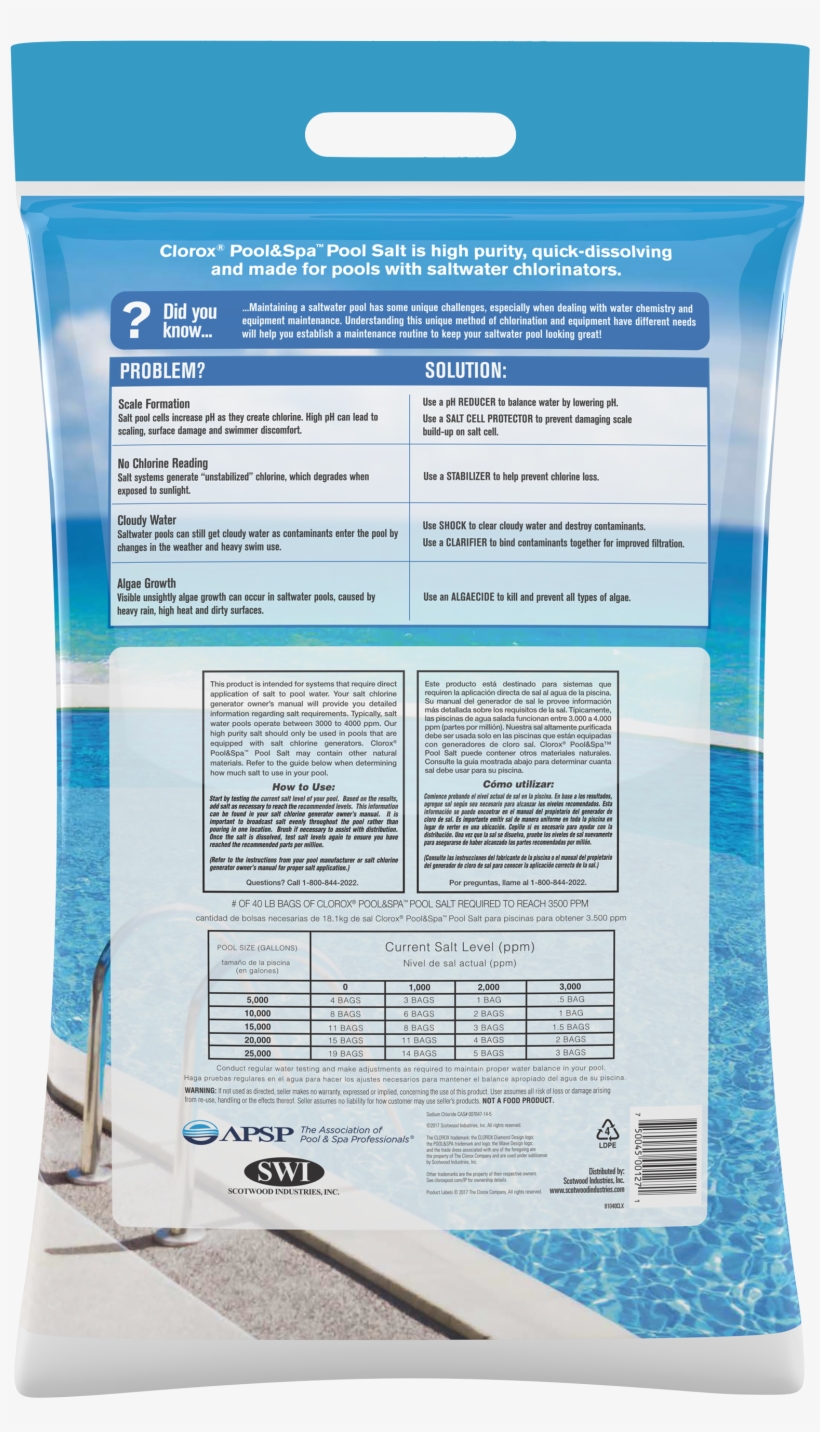 Clorox Pool Salt - Free Transparent PNG Download - PNGkey