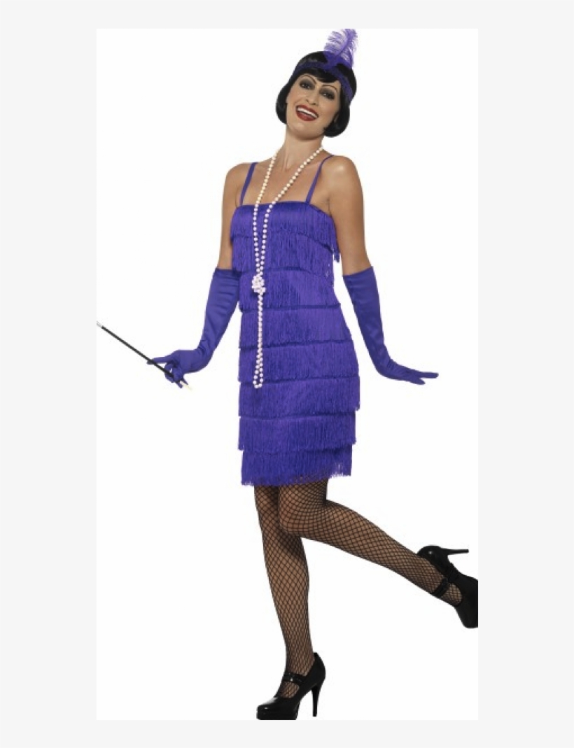 Flapper Costume Purple With Short Dress Headband - Free Transparent PNG ...