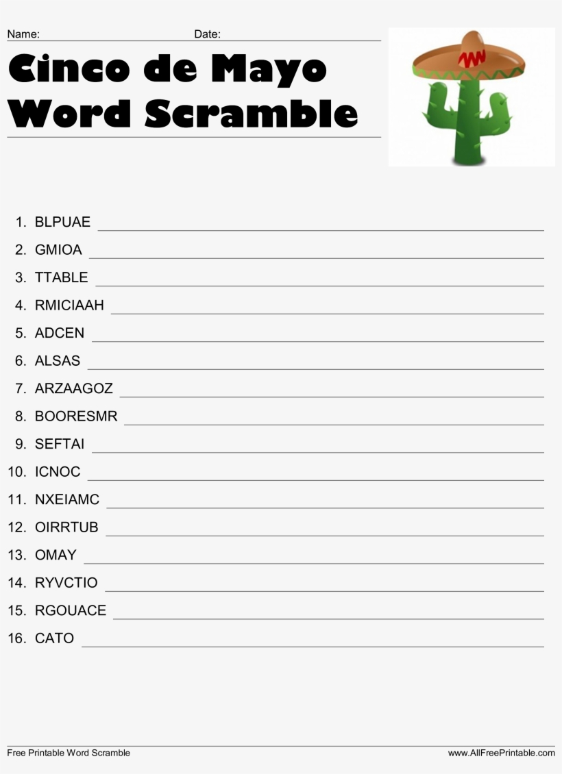 Cinco De Mayo Word Scramble Main Image - Cheesy Mayor Pet Society ...