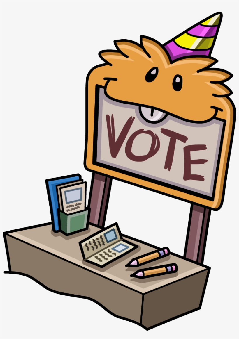 Vote Booth With An Orange Puffle - Voting Booth Cartoon Png - Free ...