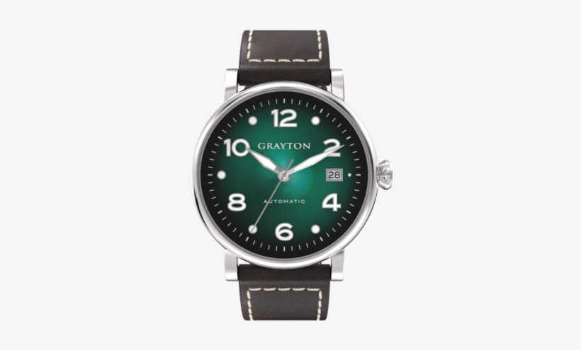 Green Gradiant Dial With Brown Leather Automatic Watch - Grayton 40mm ...