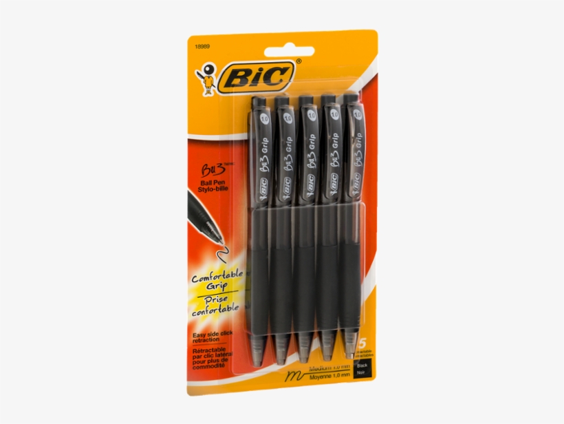 Bic Bu3 Retractable Ball Point Pens, Black, 1.0 Mm, - Free Transparent ...