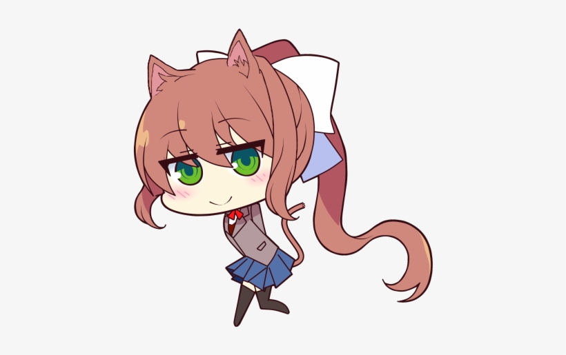 Monika~ ️doki Doki Literature Club By Vannalicious - Ddlc Monika Cat ...