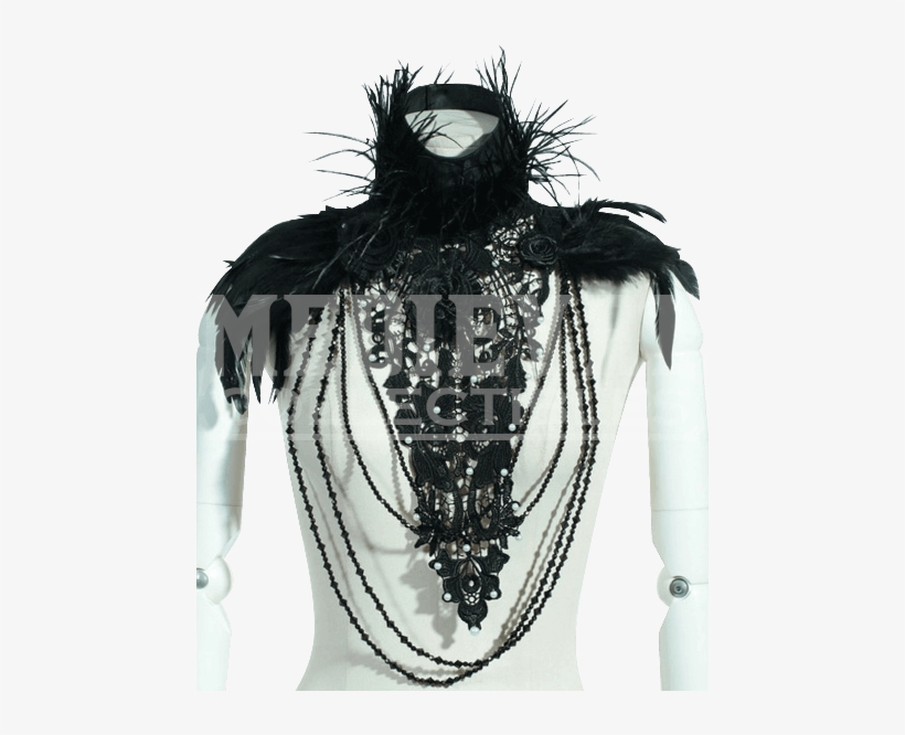 Gothic Feathered Black Rose Neck Drape - Red Queen's Black Legion ...