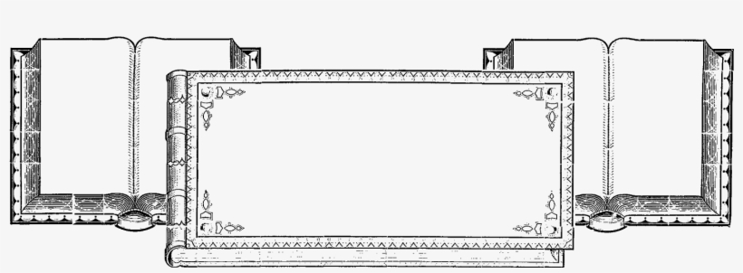 Digital Old Book Design Frame Downloads - Line Art - Free Transparent ...