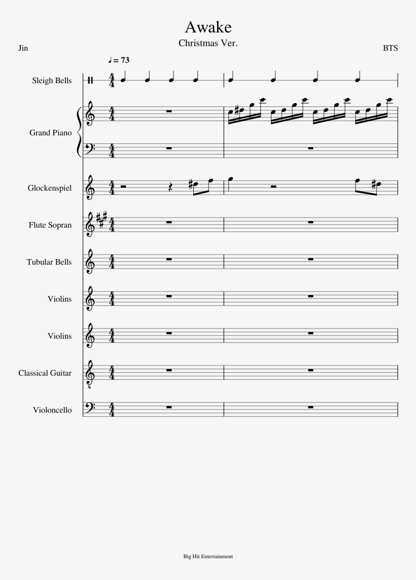 Awake Sheet Music Composed By Bts 1 Of 29 Pages - Bts Jin Awake Piano ...