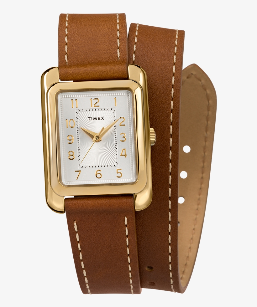 Addison 25mm Double Wrap Leather Strap Watch Gold Tone/brown/silver ...