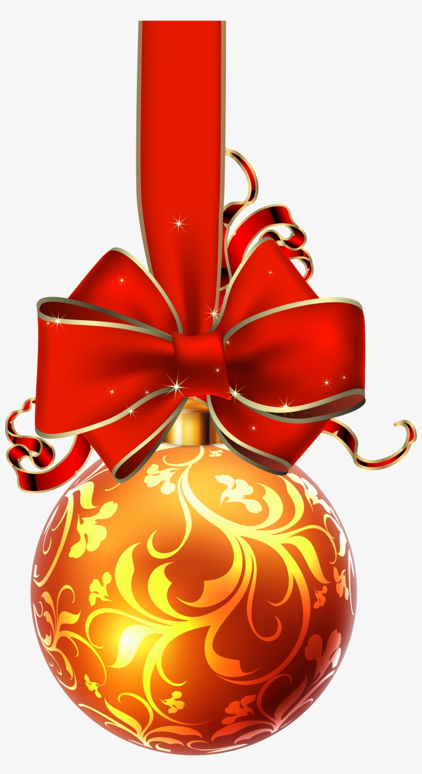Christmas Ball With Red Bow Png Clipart Image - Christmas Ornament With ...