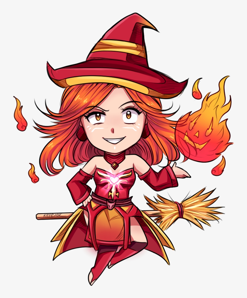 Lina, The Fire Witchartwork - Cartoon Fire Witch - Free Transparent PNG ...