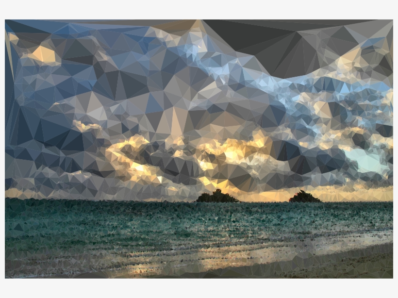 Low Poly Distant Beach Sunrise Png Black And White - Low Poly Beach ...