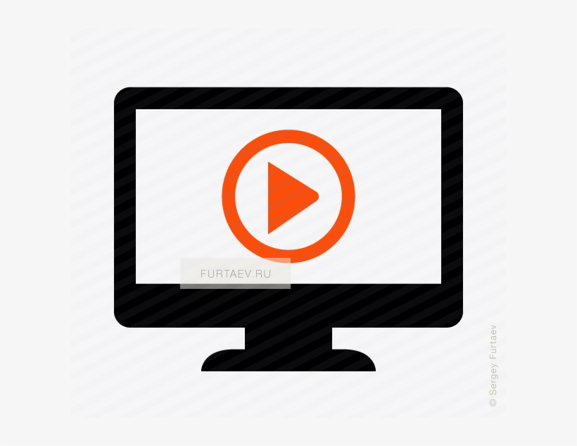 Vector Icon Of Desktop Computer With Play Button On - Icon - Free ...
