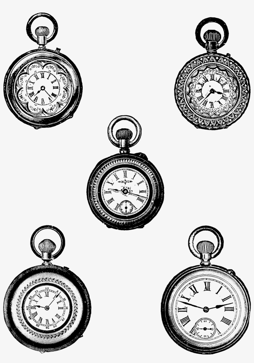 Pocket Watch Clipart Illustration - Pocket Watch Tattoo Motif - Free ...