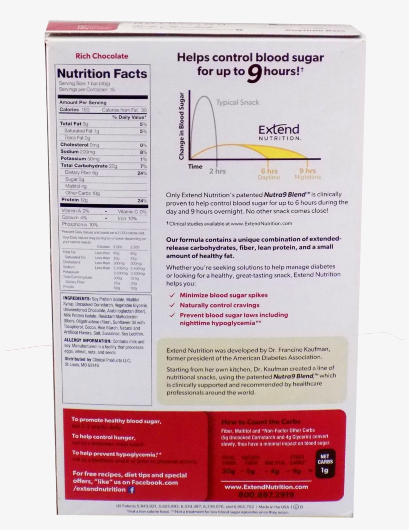Rich Chocolate - Extend Nutrition Anytime Bars - Naturally Sweetened ...