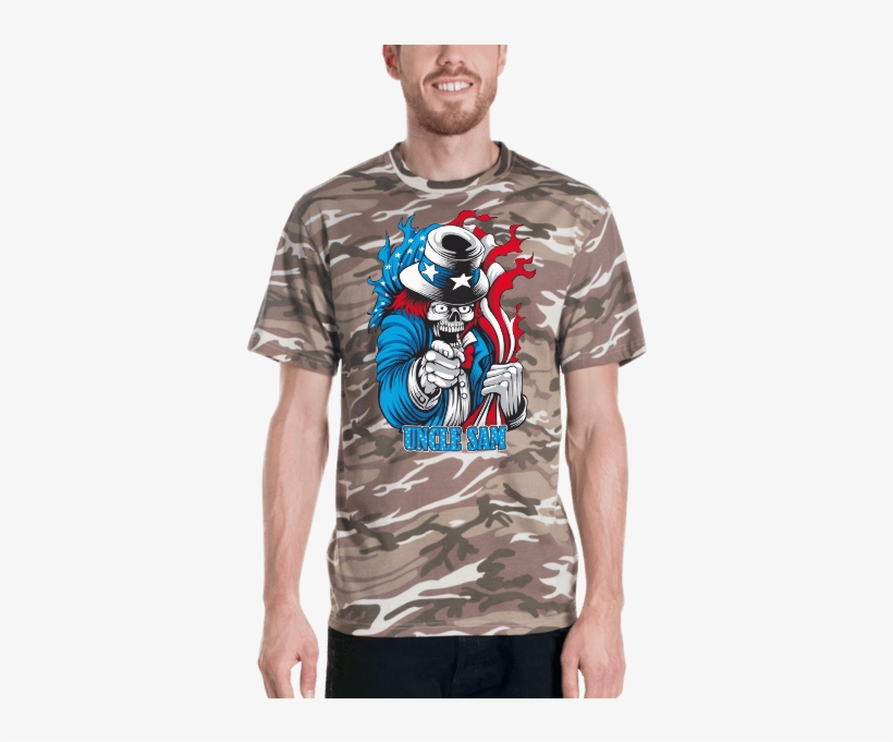 Evil Uncle Sam Short Sleeved Camouflage T Shirt - Uncle Sam Cartoon Tee ...