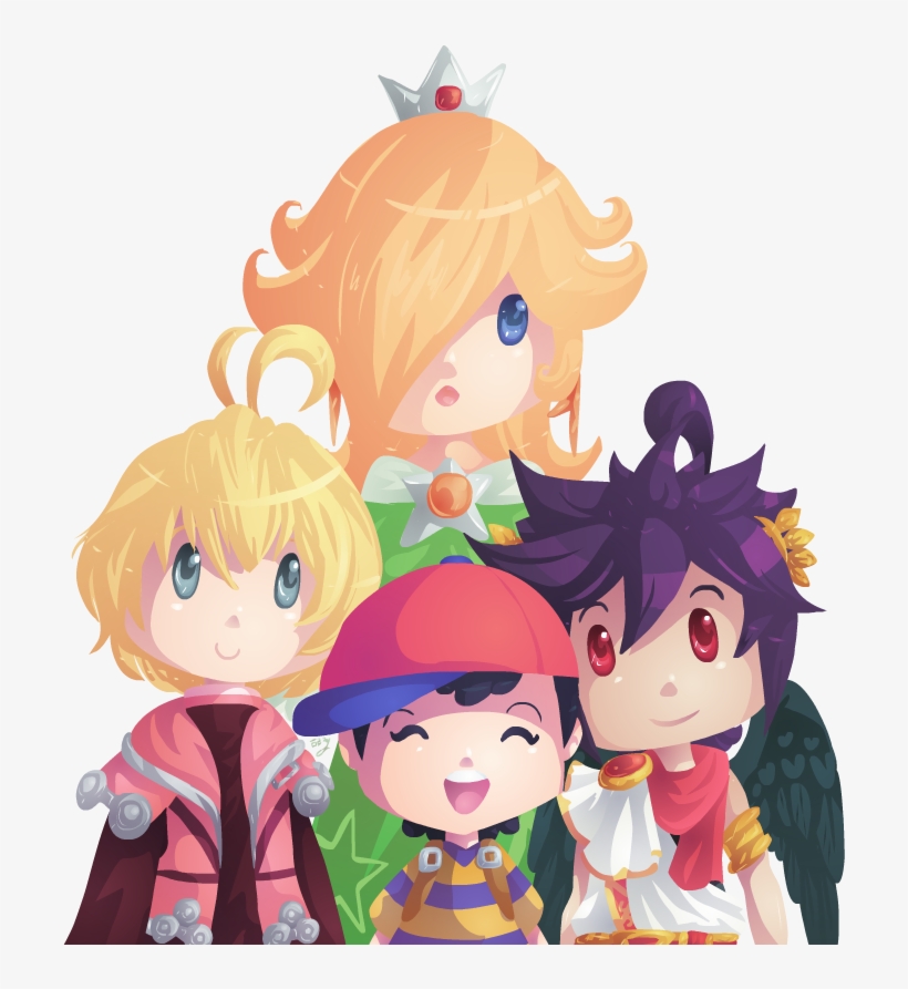 Ness, Rosalina, Shulk And Dark Pit - Cartoon - Free Transparent PNG ...