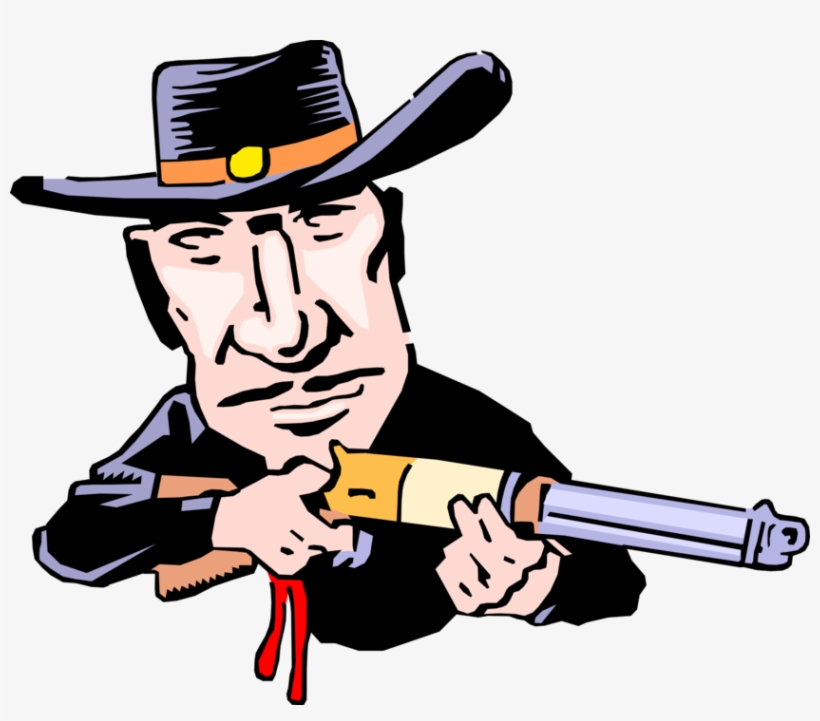 Vector Illustration Of Old West Gunslinger With Shotgun - Cartoon ...