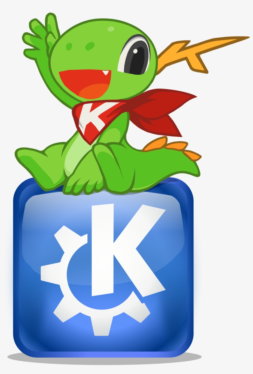 Kde Mascot Konqi With Kde Oxygen Logo - Free Transparent PNG Download ...