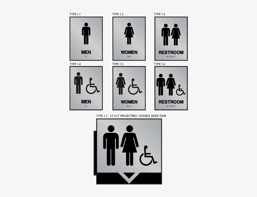 Ada Restroom Signs - Acrylic Glow In The Dark Restroom Braille Sign - 9 ...