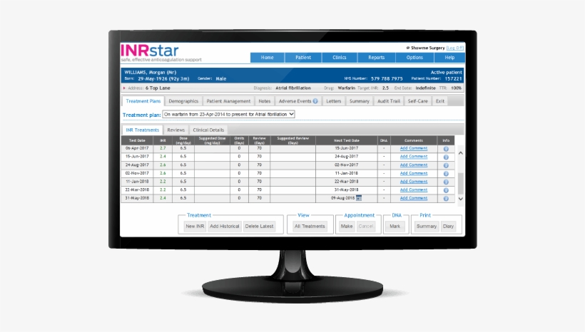 Inrstar Anticoagulation Software Treatment Plan Inr - Therapy - Free ...