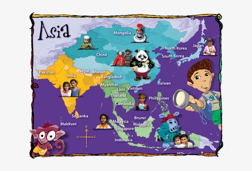 Share This - - Asia Map For Kids - Free Transparent PNG Download - PNGkey