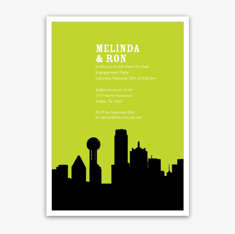 Dallas Skyline Silhouette Party Invitations - Dallas Skyline Silhouette ...