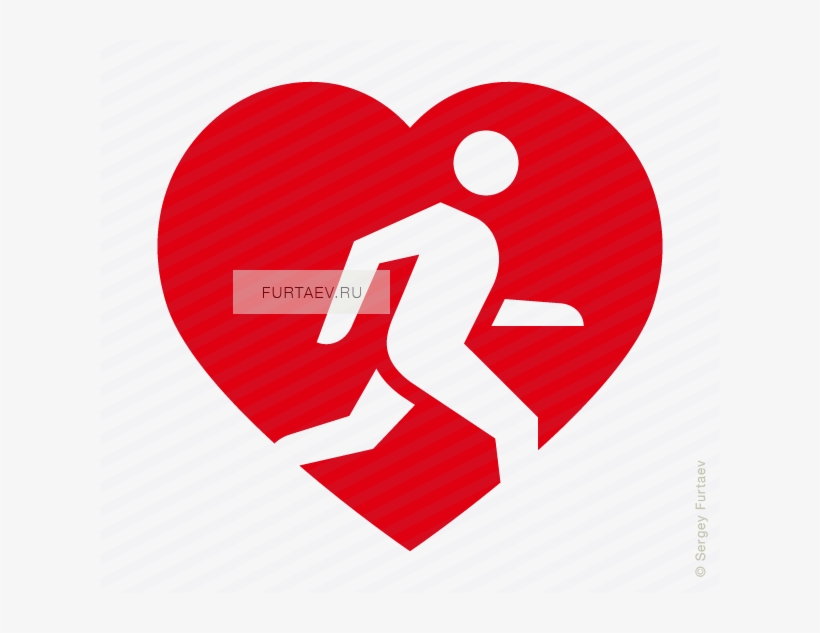 Vector Icon Of Man Running Inside Red Heart - Running Heart - Free ...