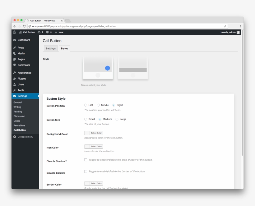 Call Button Settings Page - Shareboot Sharepoint 2013 Theme - Free ...