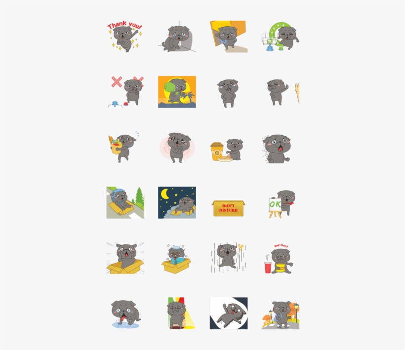 Black Pug Animated - Cartoon - Free Transparent PNG Download - PNGkey