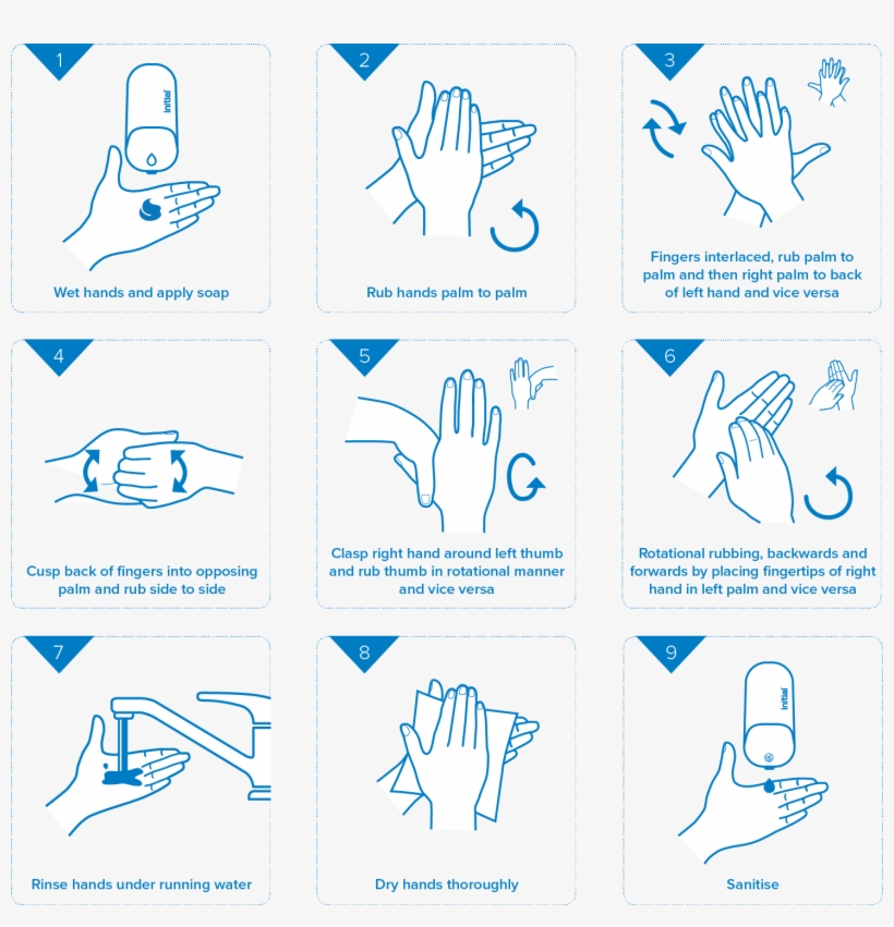 9 Simple Steps Of Handwashing - Hand Washing - Free Transparent PNG ...