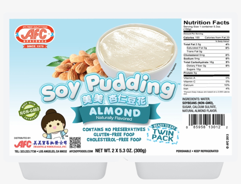 Afc Almond Soy Pudding 34 Oz - Label - Free Transparent PNG Download ...