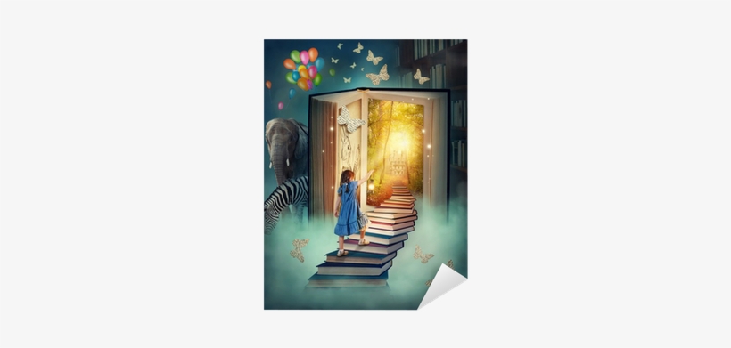 Girl Walking Into A Book - Free Transparent PNG Download - PNGkey