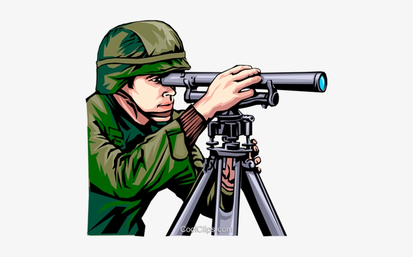 Military Man Looking Through Scope Royalty Free Vector - Soldier - Free ...