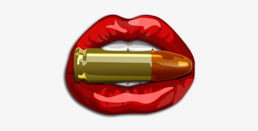 Biting The Bullet Fabric By Hi D4433 On Spoonflower - Lips Biting A ...