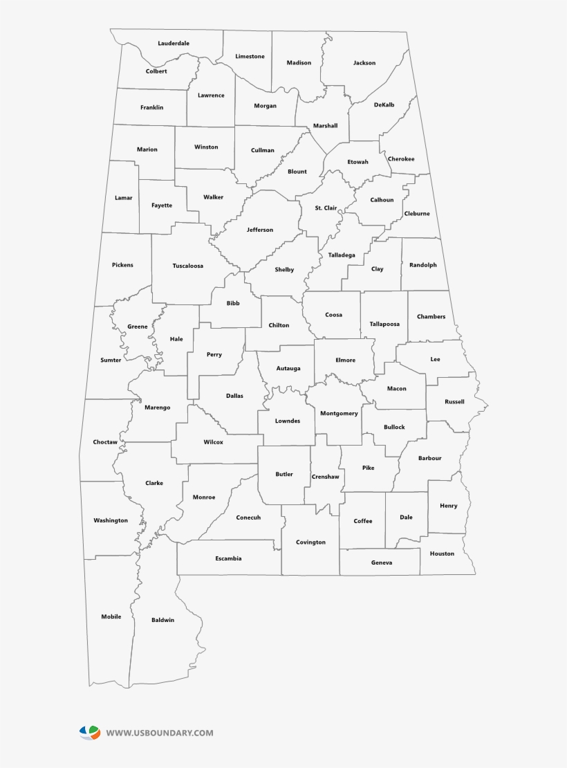 Alabama Counties Outline Map - State Of Alabama Map Png - Free ...